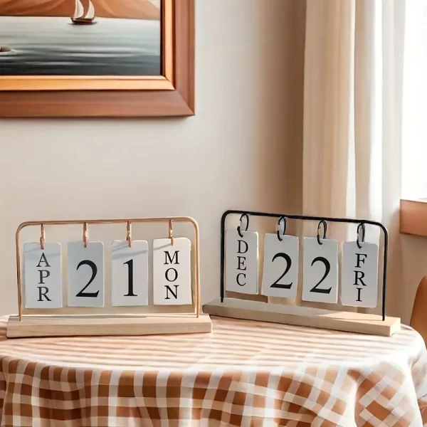 Elegant Wooden Flip Calendar with Metal Frame | UJC WORLD